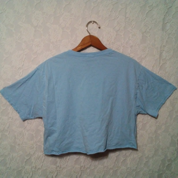 Tops | Nasa Distressed Crop Top Tshirt Sz L Blue Red | Poshmark